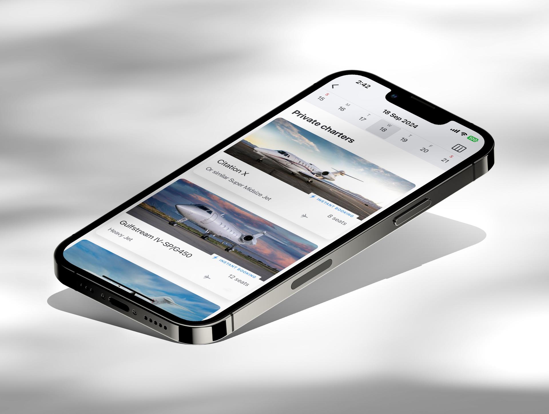 Charter private jet flights globally through XO